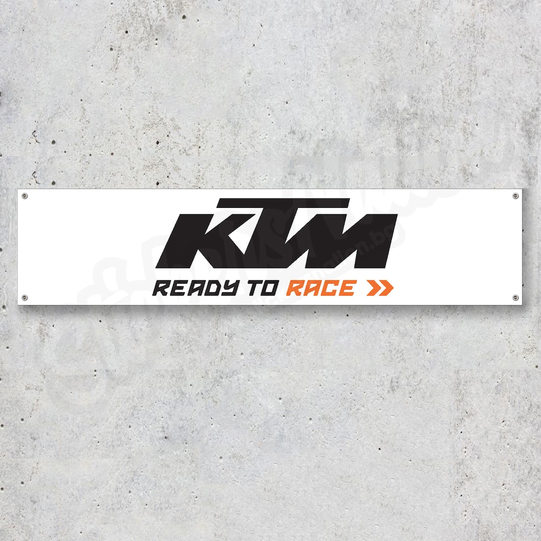 KTM Ready to Race White Vinyl Banner Workspace Sign Decoration Garage ...