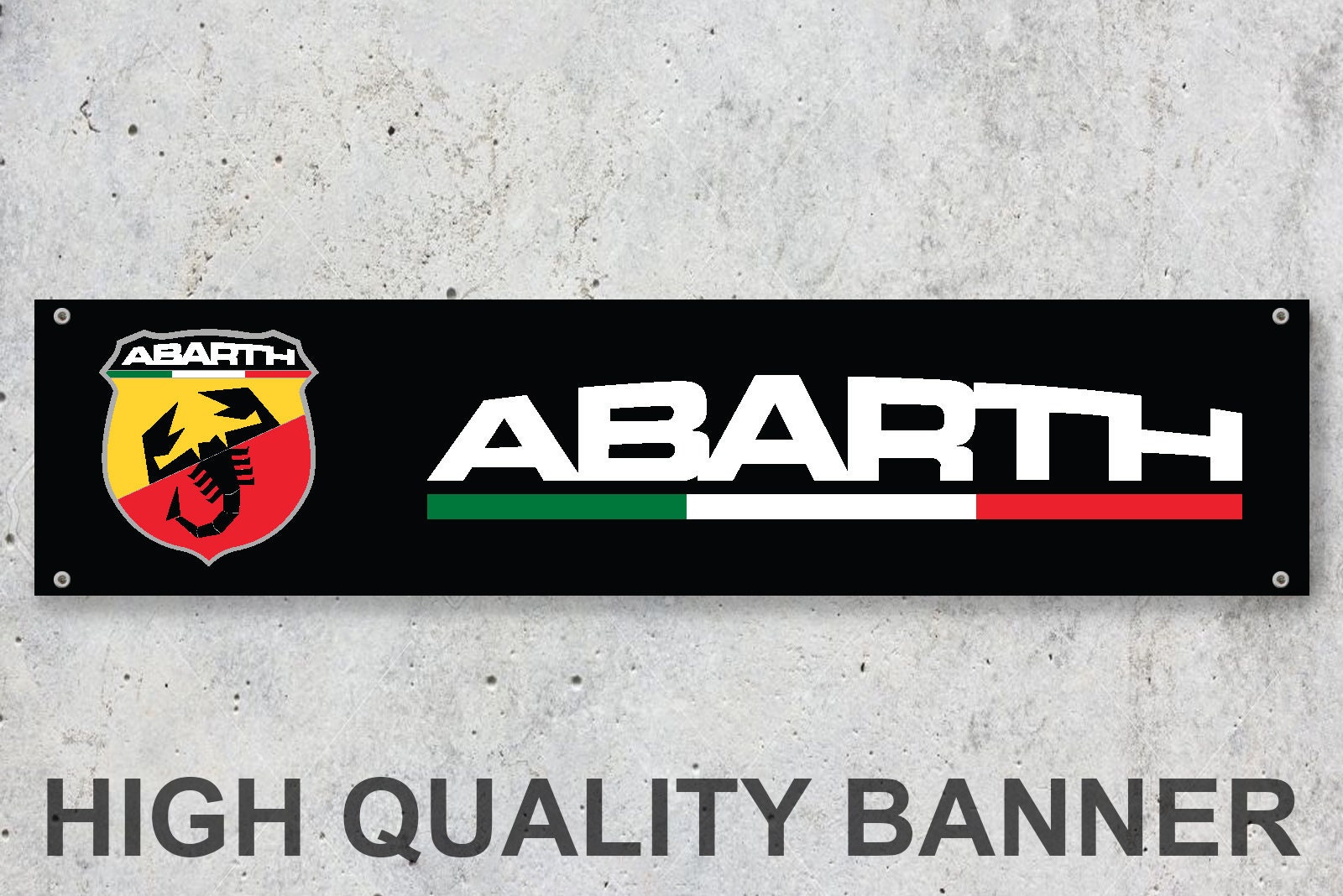 Abarth Black Vinyl Banner Workspace Sign Decoration Garage Car Bike ...