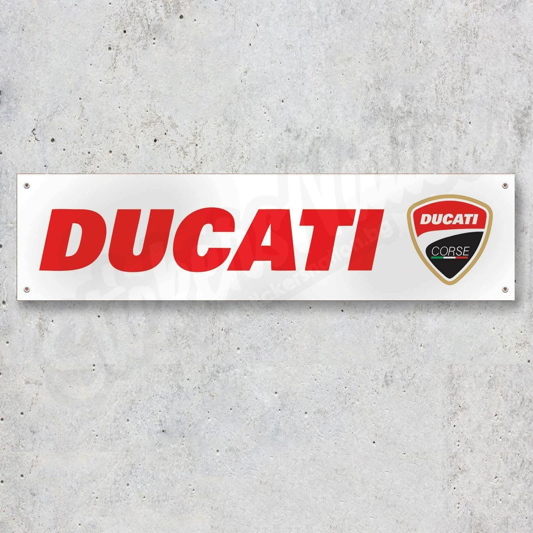 Ducati Vinyl Banner Workspace Sign Decoration Garage Car Bike Motorbike ...