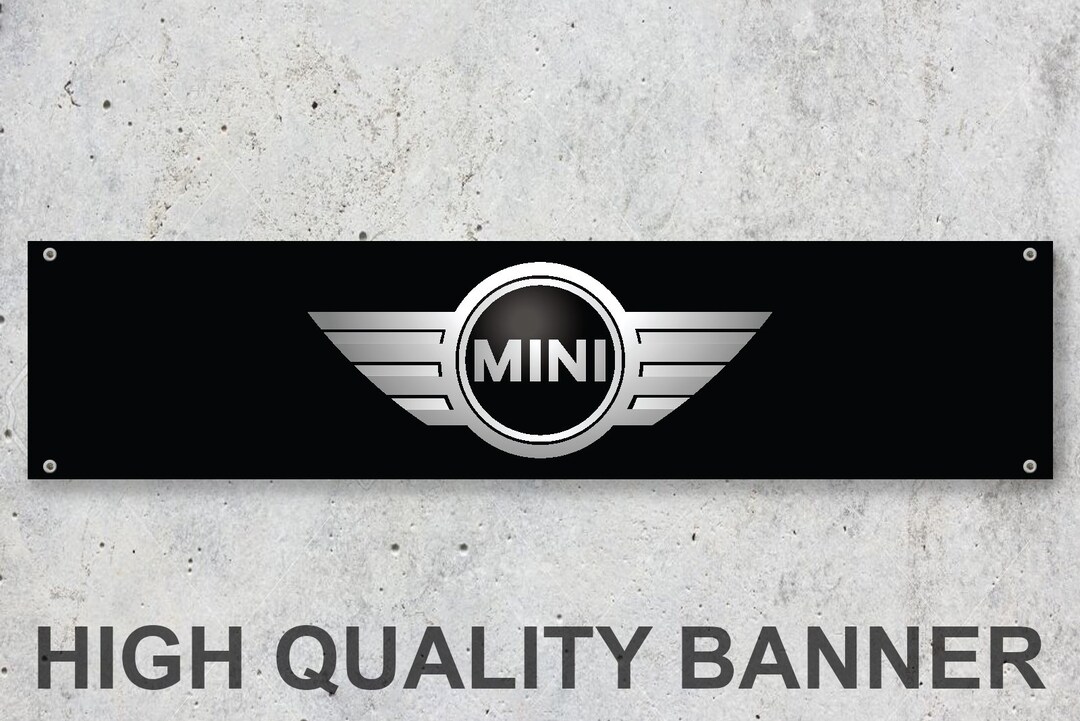 BMW Mini Black Vinyl Banner Workspace Sign Decoration Garage Car Bike ...
