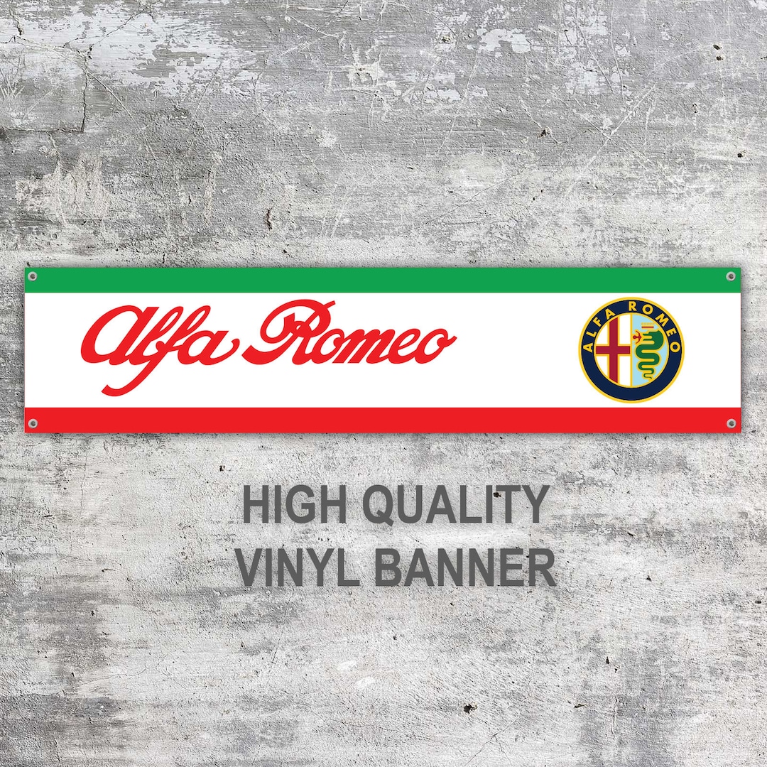 Alfa Romeo Vinyl Banner Workspace Sign Decoration Garage Car Bike ...