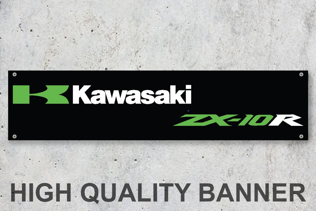Kawasaki ZX-10R Vinyl Banner Workspace Sign Decoration Garage Car Bike ...