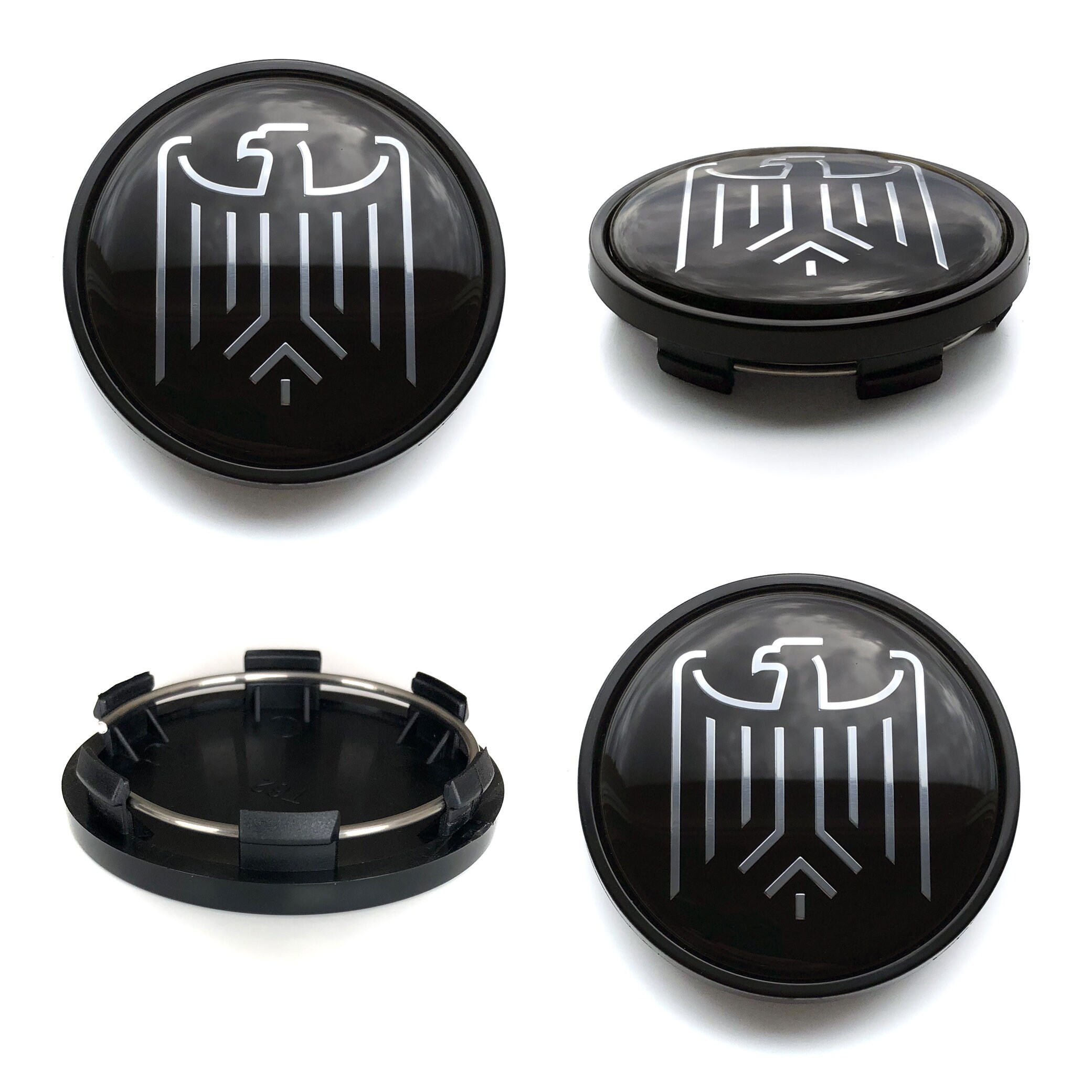 63mm / 57mm Wheel Center Hub Caps Covers With Heraldic Stylized Eagle ...