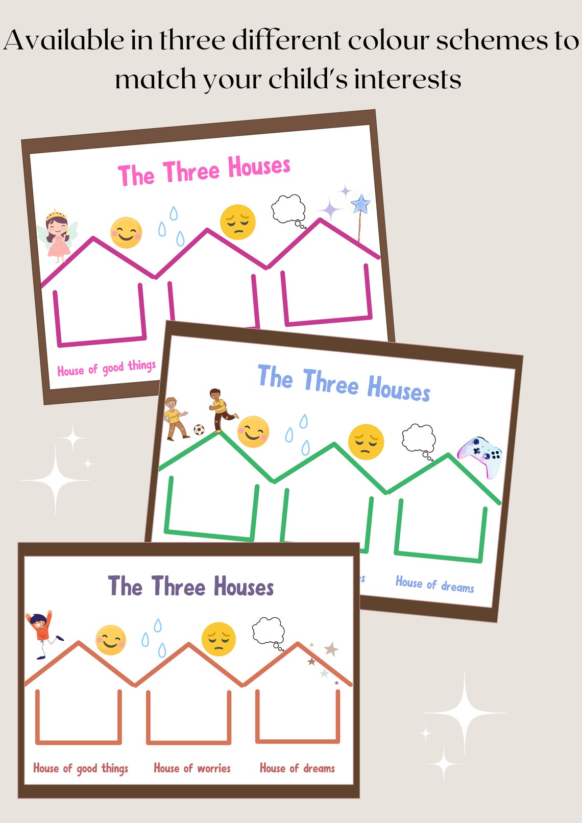 The Three Houses the Three Houses Activity Children - Etsy