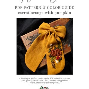 PDF Printable Embroidery Pattern - Long Tail Bow - Color Guide - Floral ...