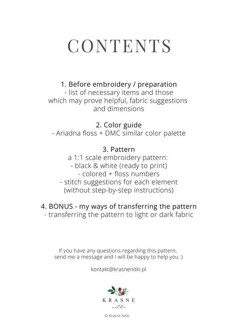 PDF Printable Embroidery Pattern Long Tail Bow Color Guide Floral ...