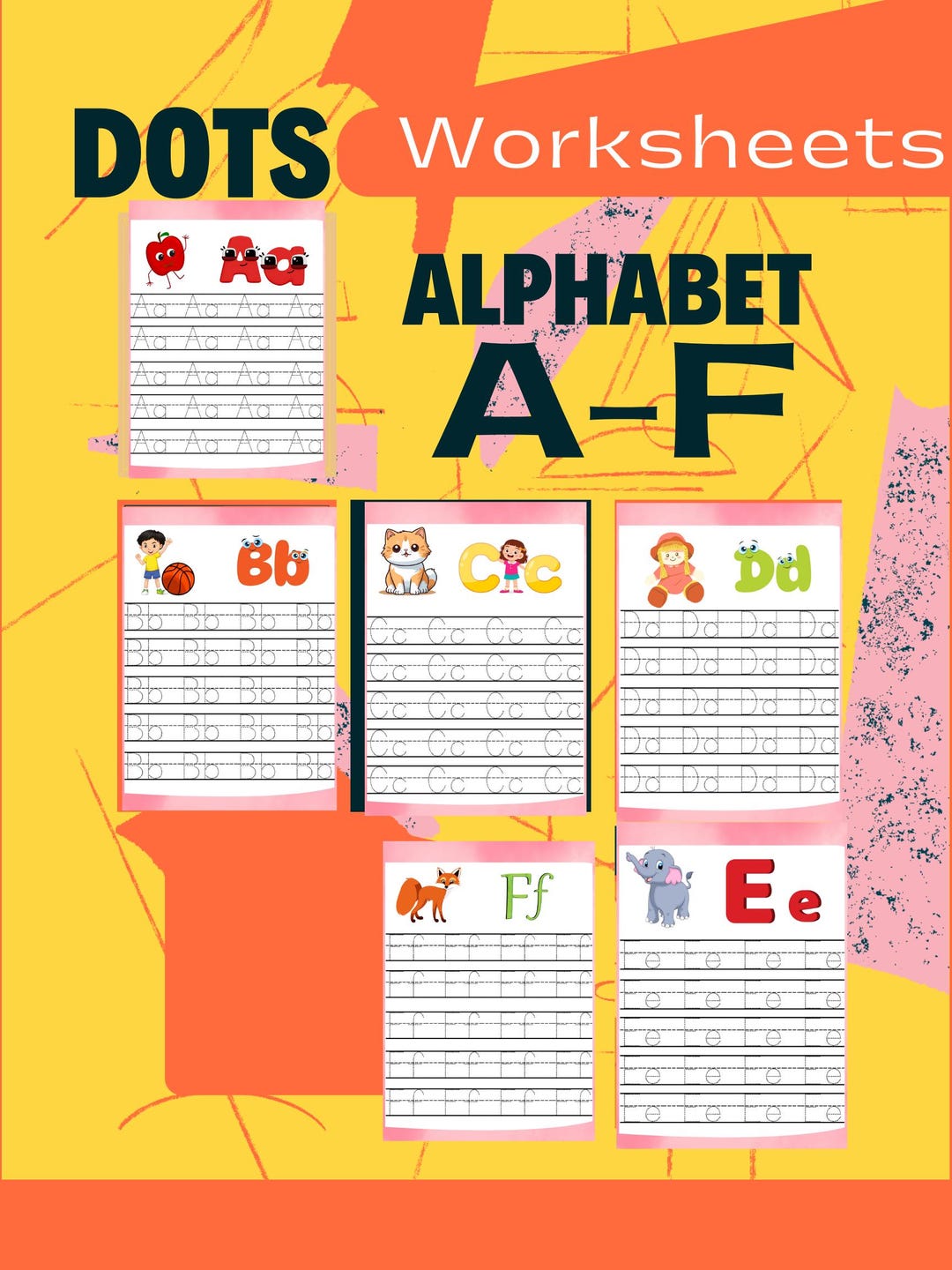 Alphabet A- F Dot Marker Worksheets for Kids Preschool and Kindergarten ...