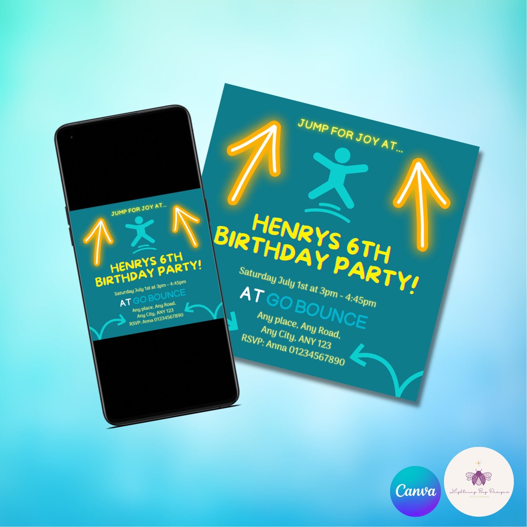 Jumping Party Birthday Invitation, EDITABLE, Bouncy Castle Invite ...