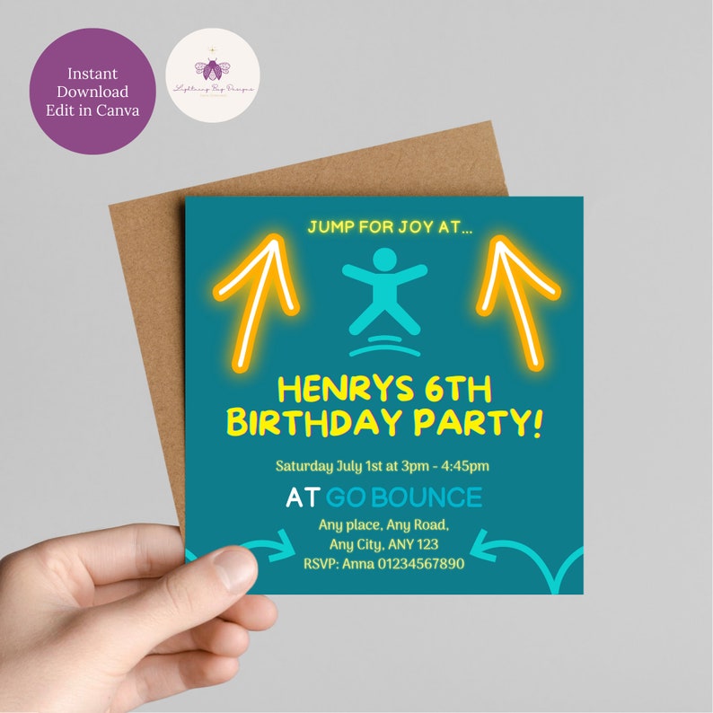 Jumping Party Birthday Invitation, EDITABLE, Bouncy Castle Invite ...