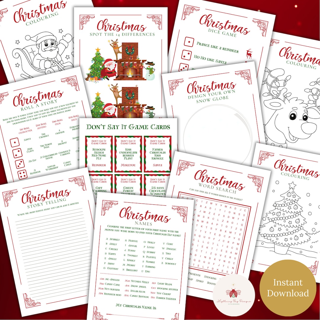 20 Printable Christmas Activities Kids Christmas Activity Bundle ...