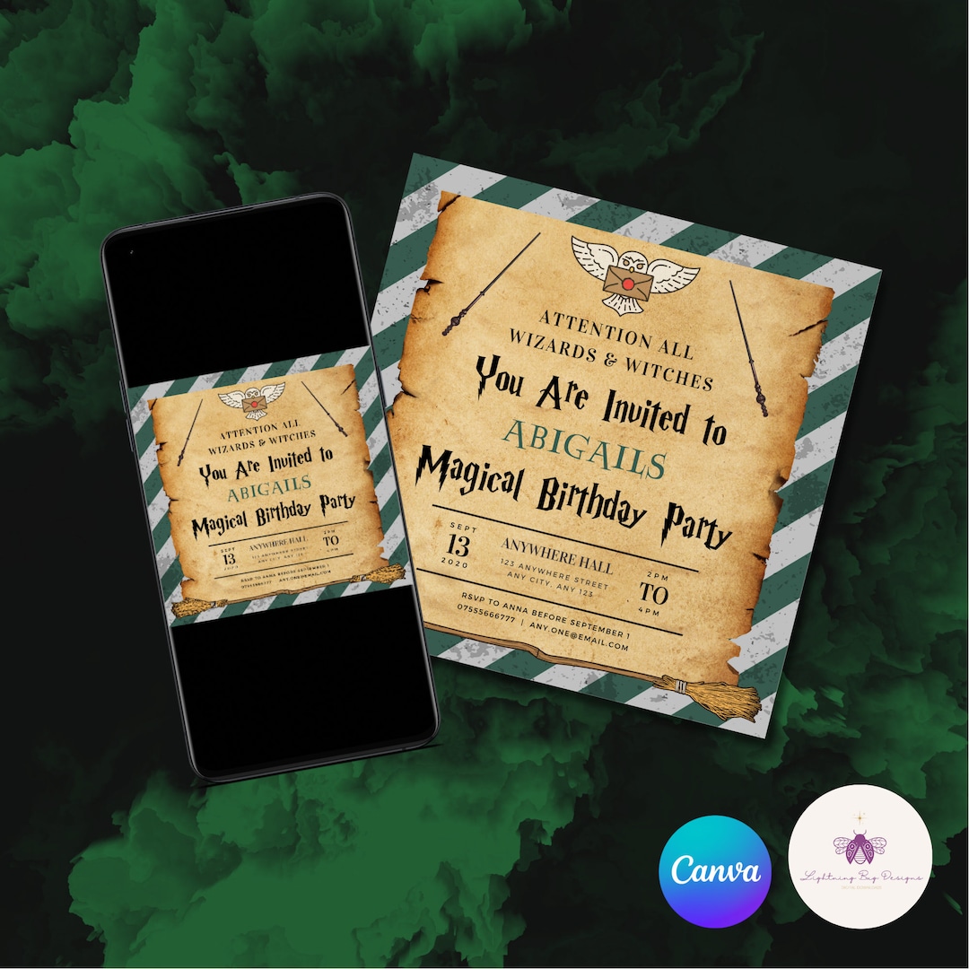 Magical Birthday Party Invitation, Witches and Wizards Birthday ...