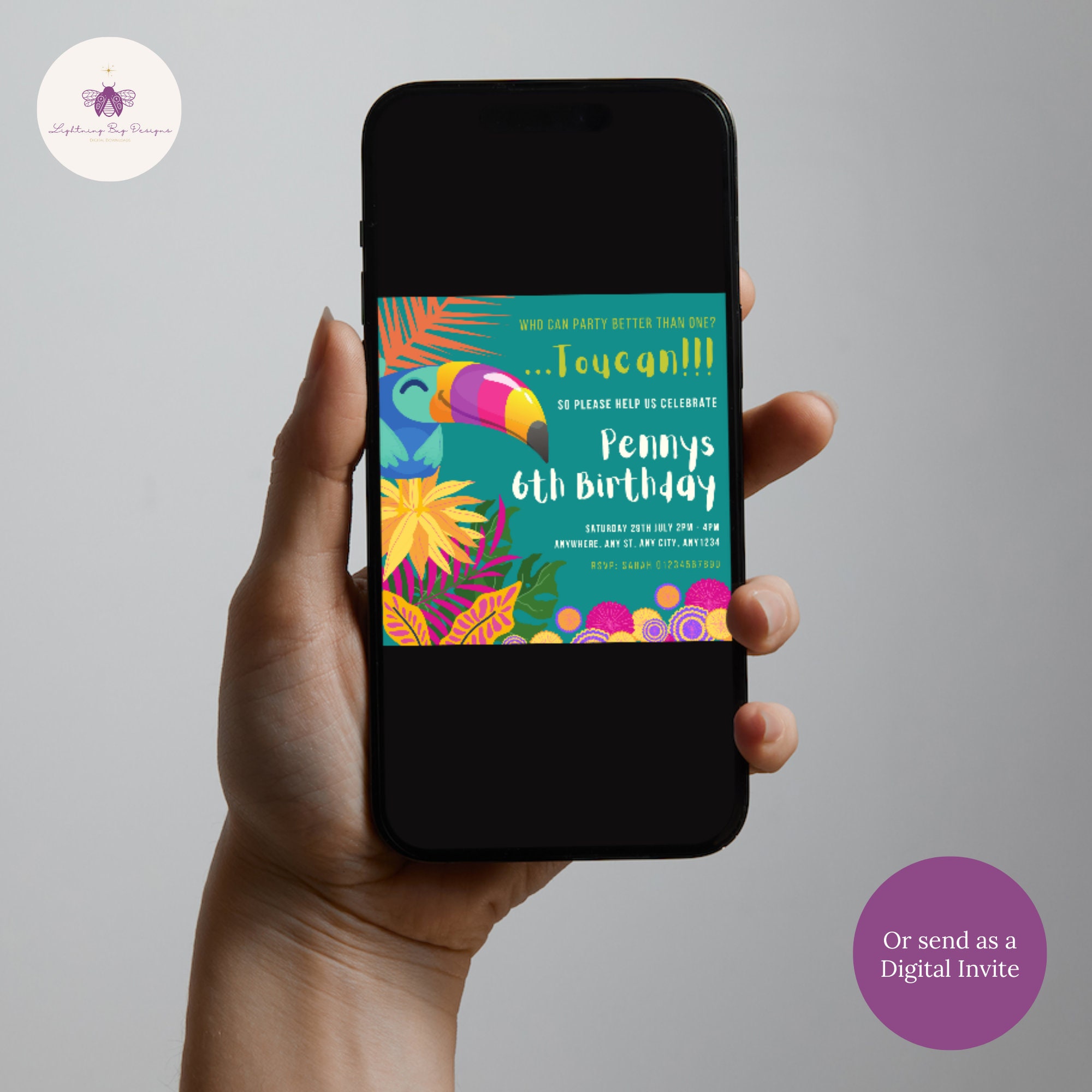 Toucan Birthday Party Invitation, EDITABLE, Tropical Birthday ...