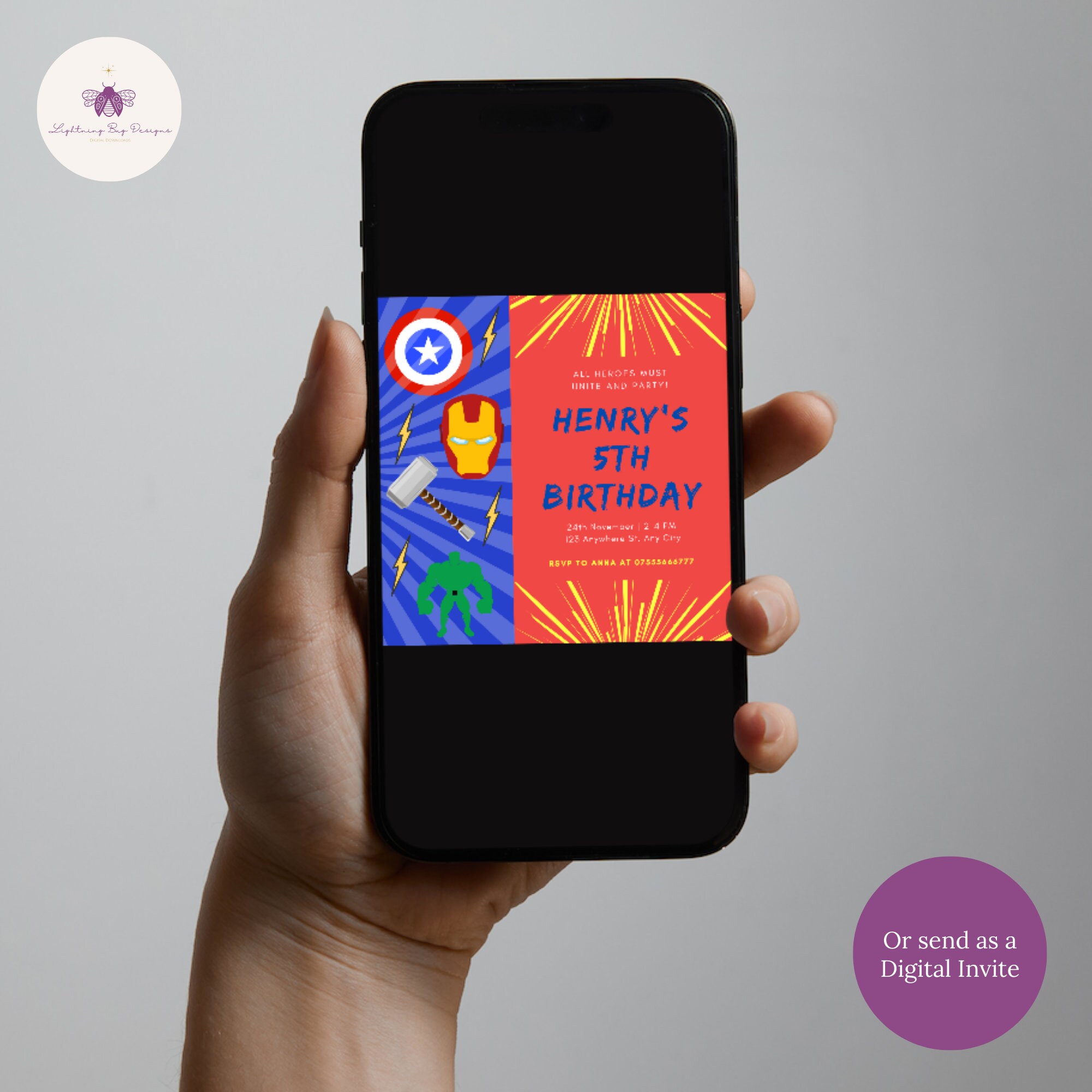 Avengers Birthday Party Invitation, EDITABLE, Superhero Invite, Marvel ...