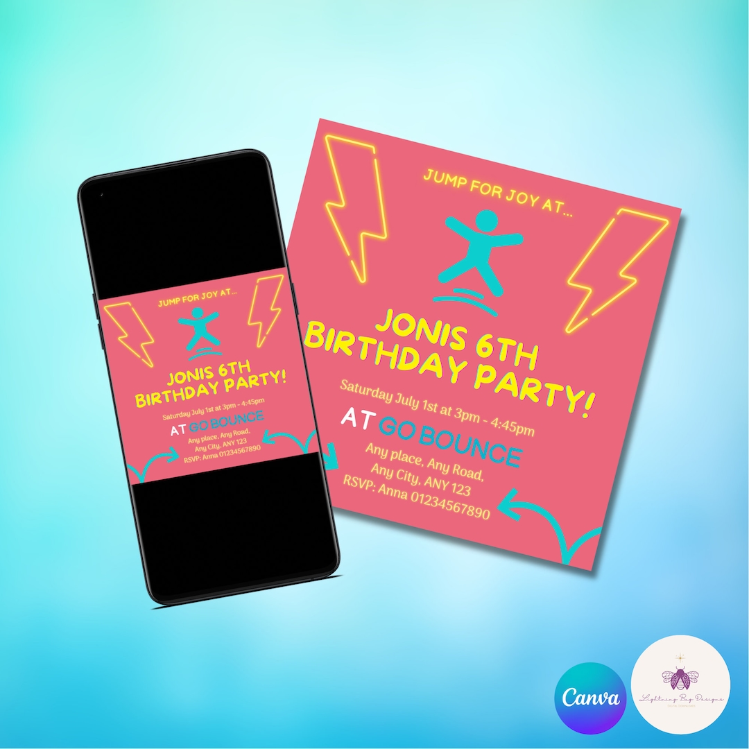 Jumping Party Birthday Invitation, EDITABLE, Bouncy Castle Invite ...