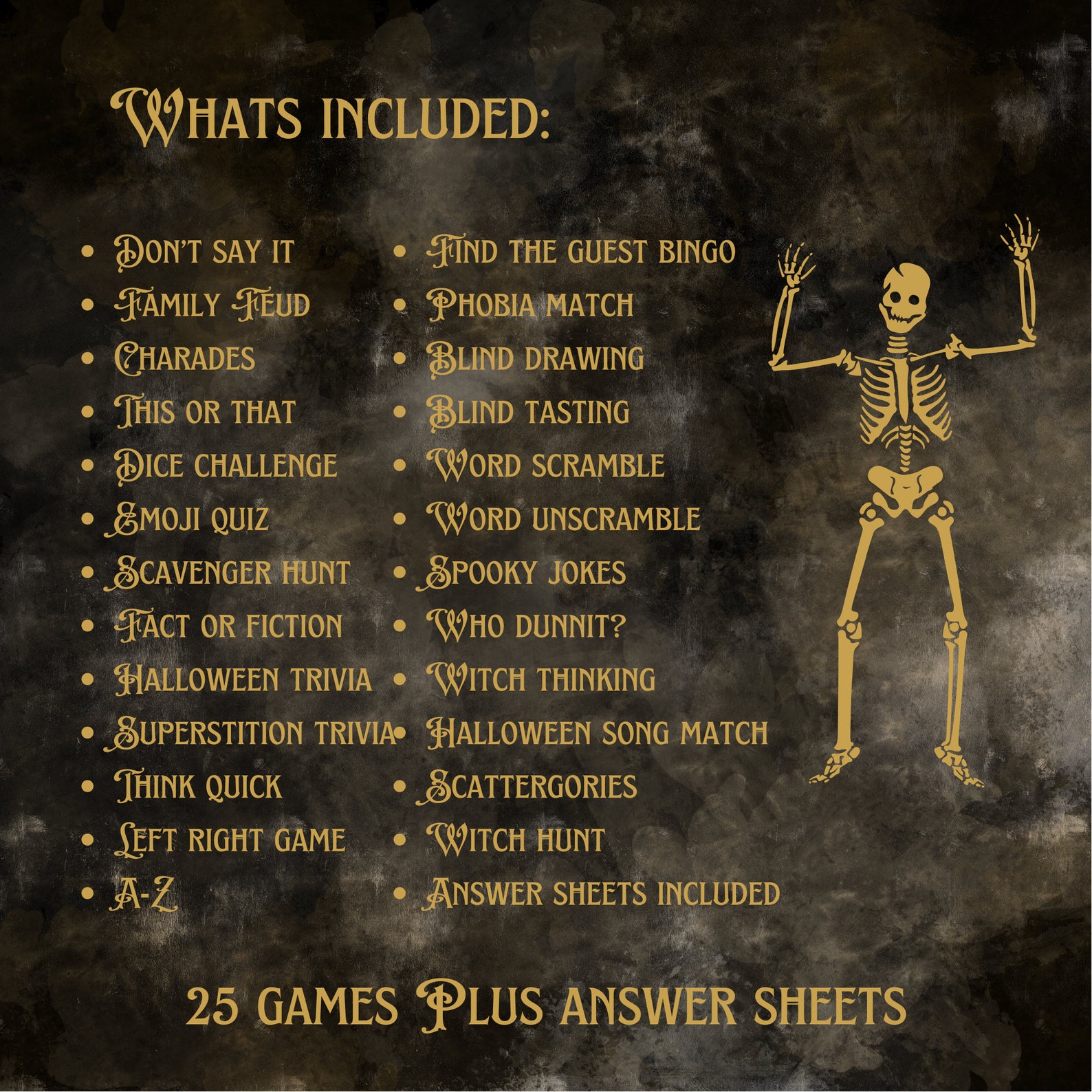 25 Halloween Games Bundle, Family Party Printable Activities (PNG, .ZIP ...