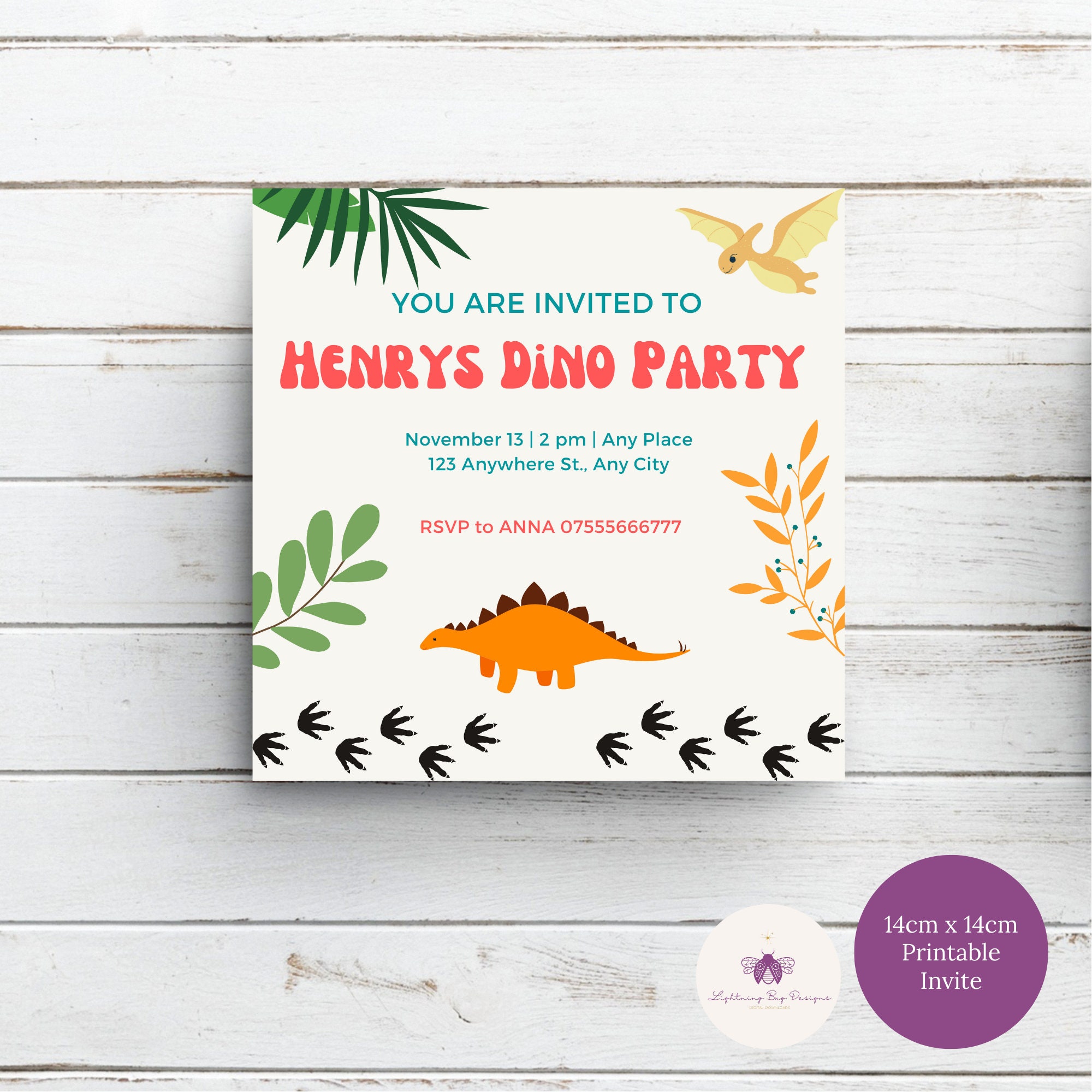 Dinosaur Birthday Party Invitation, EDITABLE, Dino Invite, Dinosaur ...