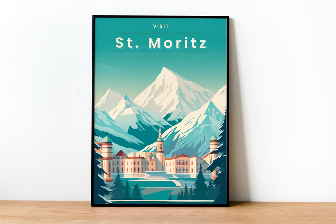 St Moritz Poster Living Room Travel Print Alps and Mountains - Etsy