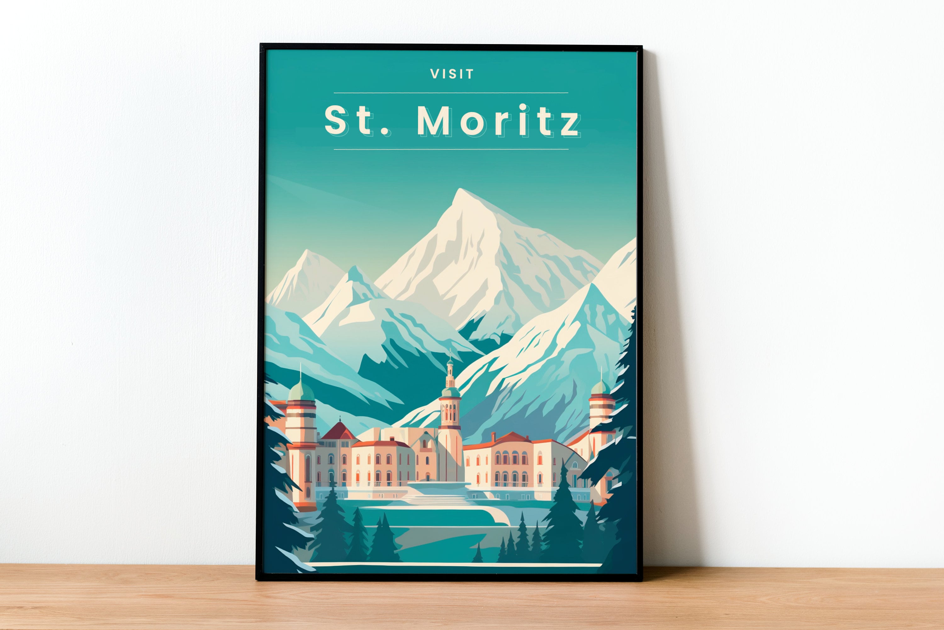 St Moritz Poster Living Room Travel Print Alps and Mountains Poster ...