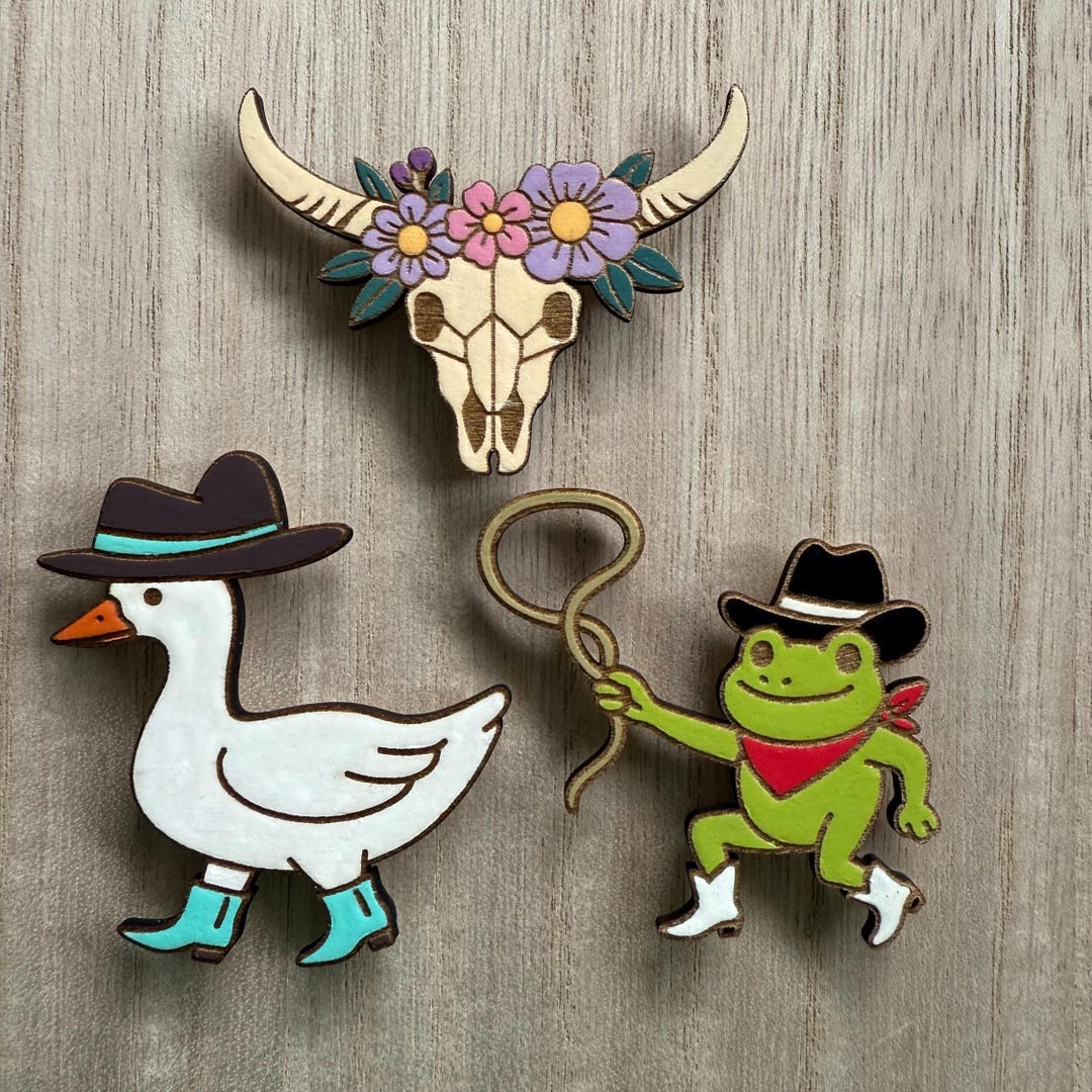 Wild West Magnets: Cowboy, Frog, Cow Skull Fridge Decor - Etsy