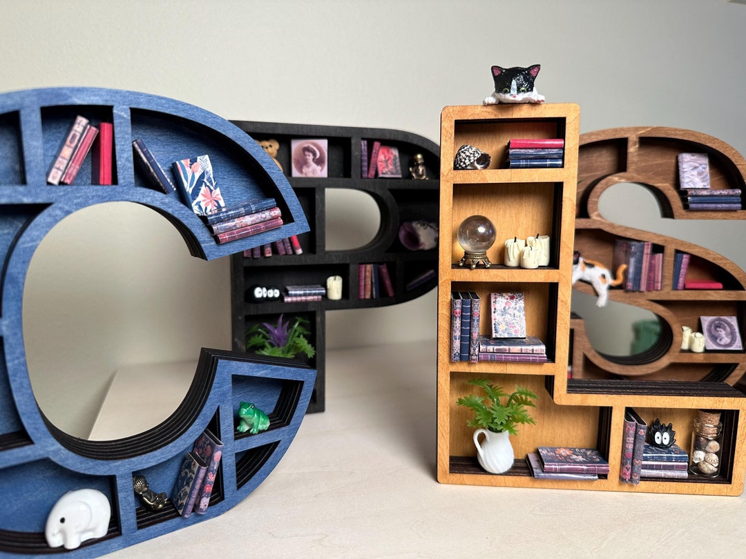 Personalized Letter Bookshelf: Miniature Alphabet Shelf Decor - Etsy