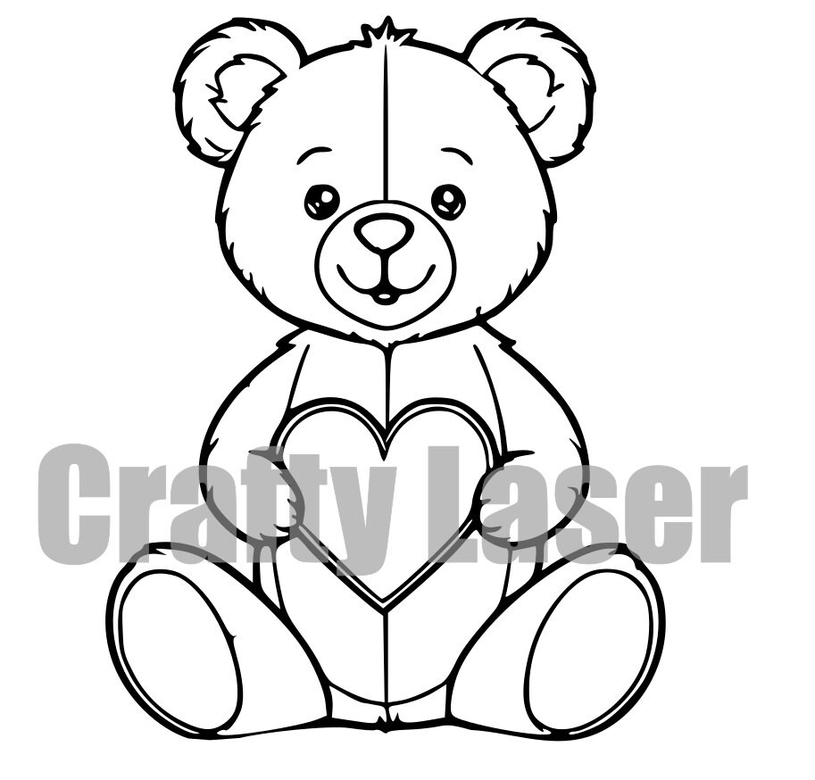 Teddy Bear With Love Heart SVG for Laser Engraving and CNC - Etsy