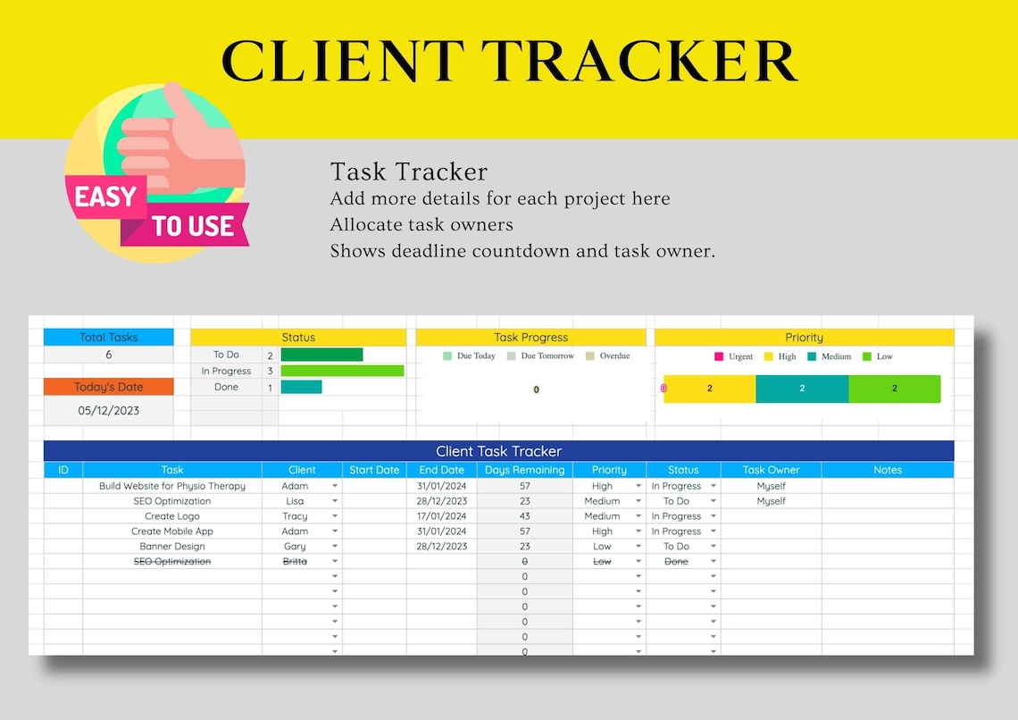 Client Tracker Spreadsheet, Google Sheets Client,order Tracker,small ...
