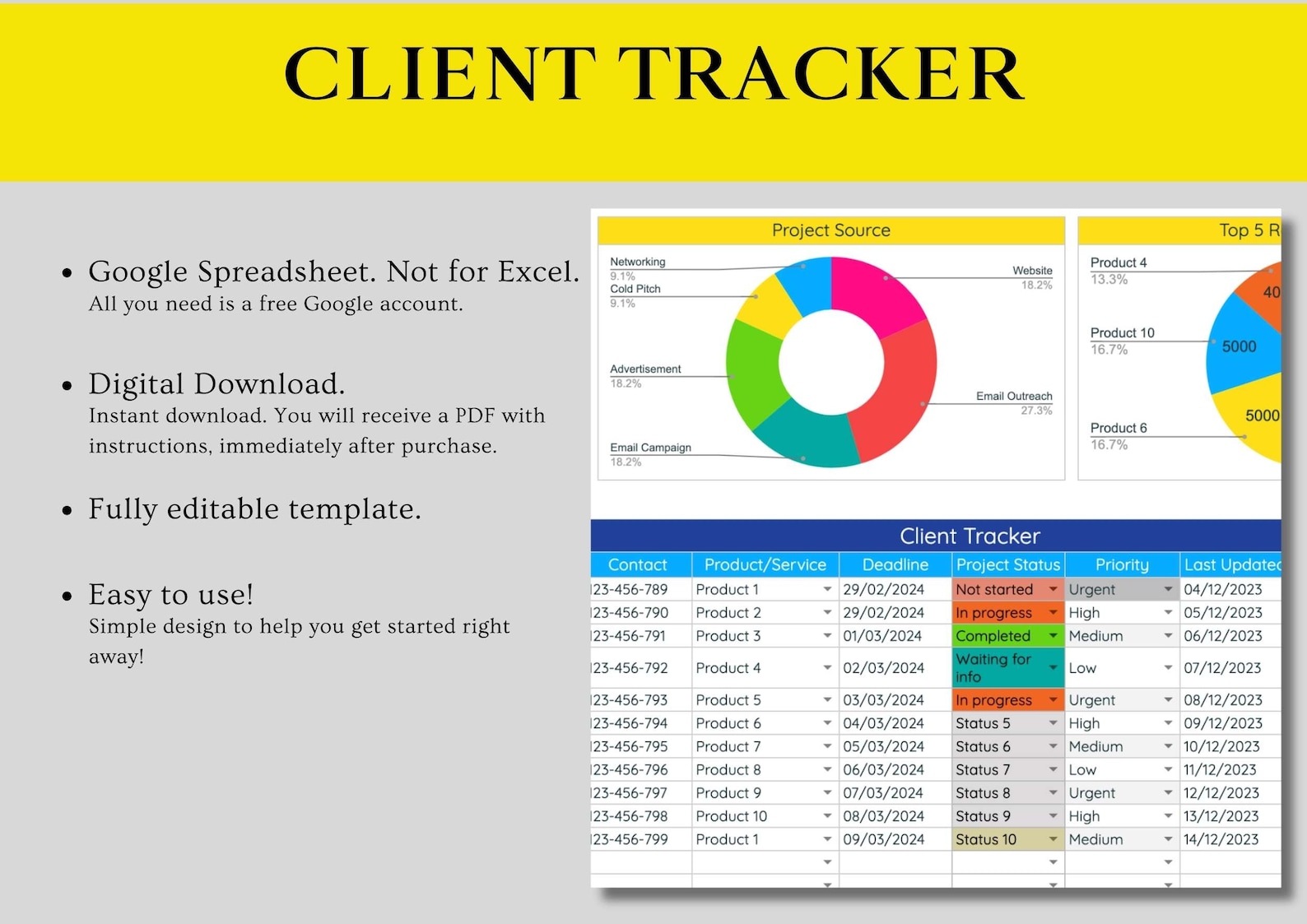 Client Tracker Spreadsheet, Google Sheets Client,order Tracker,small ...