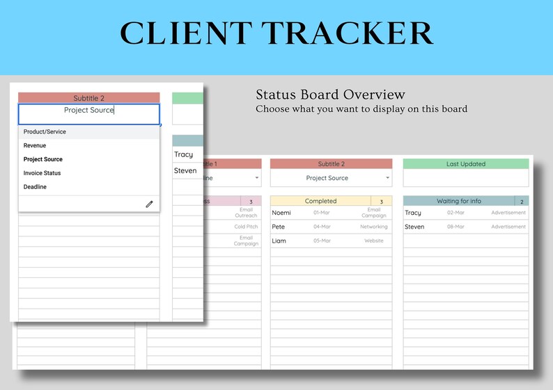 CRM Client Order Tracker, Google Spreadsheet for Tracking Customers ...