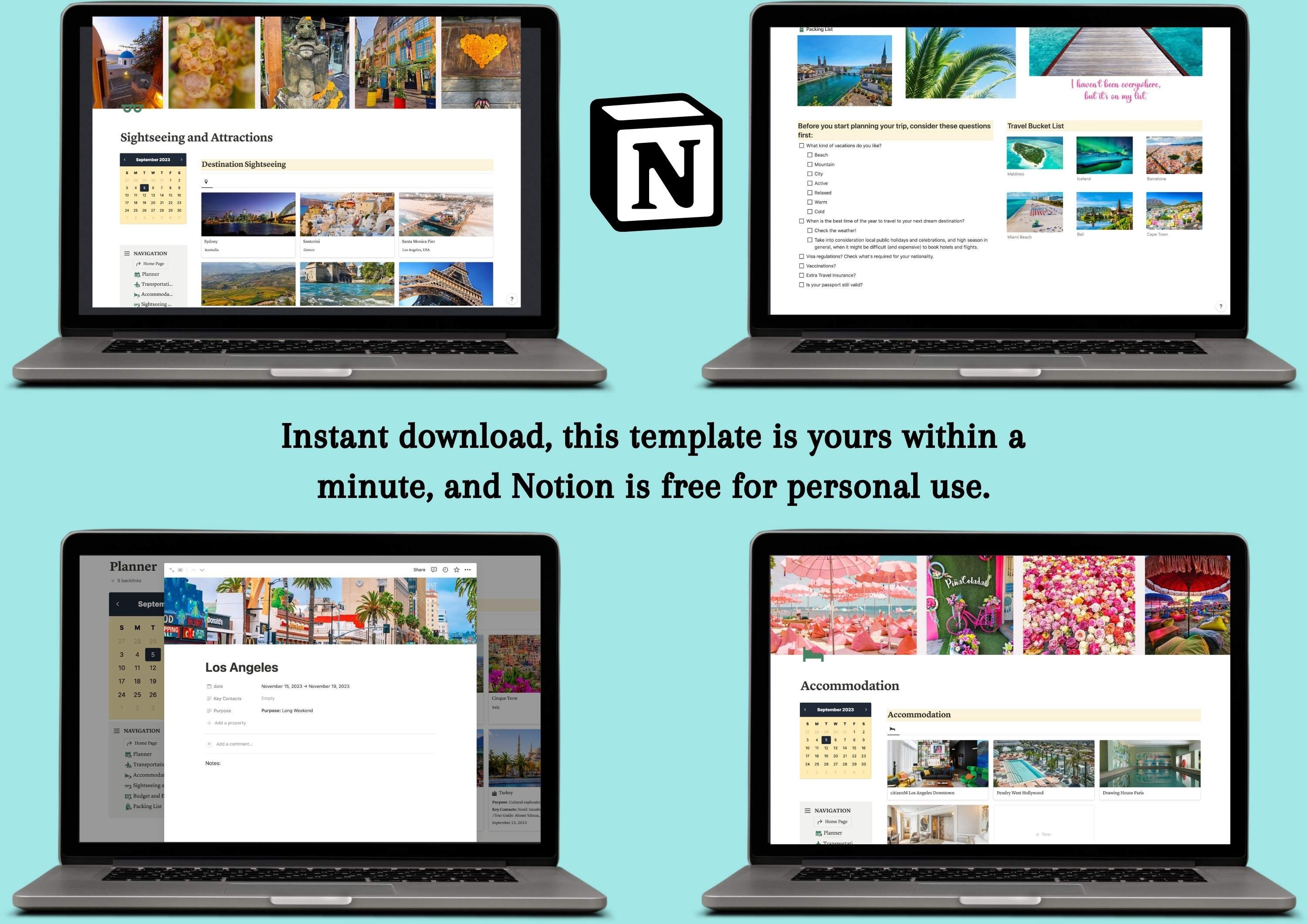 Notion Template, Travel Planner, Travel Itinerary,packing List,trip ...