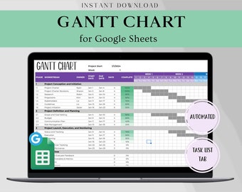 Gantt Chart Template Google Sheets, Project Management Tool, Task ...