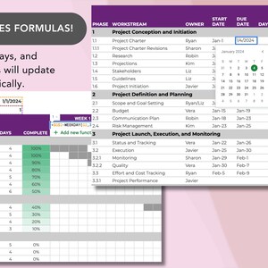 Gantt Chart Template Google Sheets, Project Management Tool, Task ...