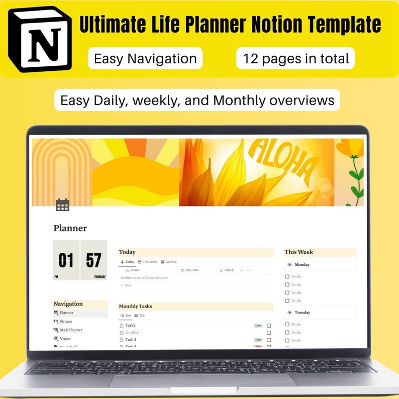 Notion Template, Notion Goal Planner, Notion Dashboard, Digital Planner ...