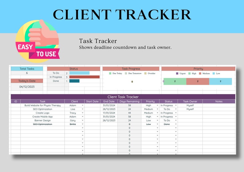 CRM Client Order Tracker, Google Spreadsheet for Tracking Customers ...