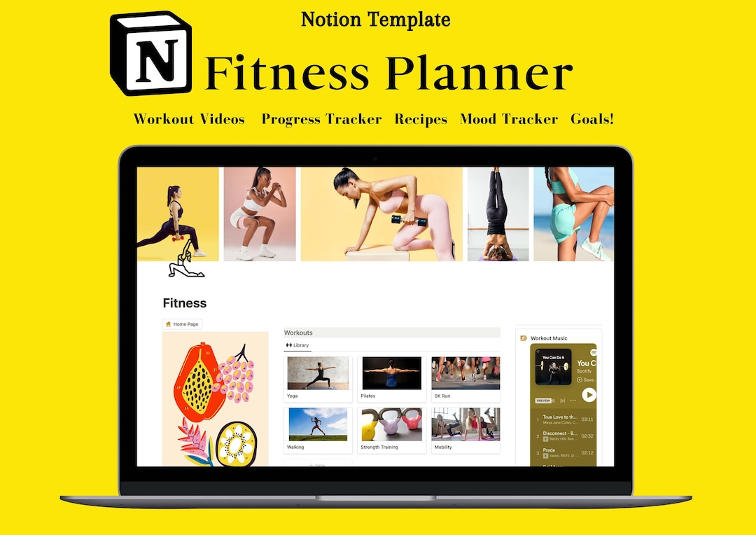 Notion Template, Fitness Planner, Fitness Tracker, Digital Fitness ...