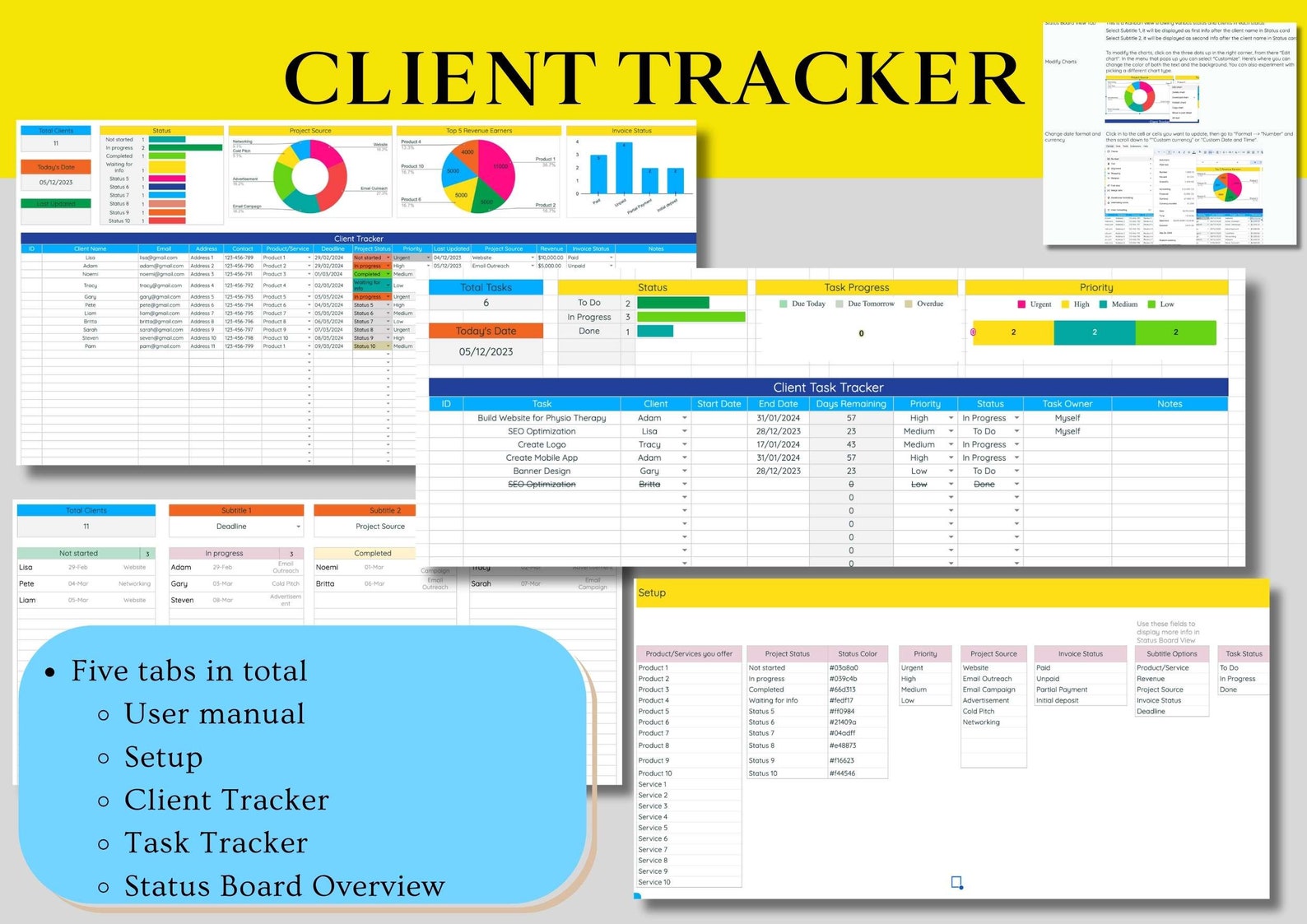 Client Tracker Spreadsheet, Google Sheets Client,order Tracker,small ...