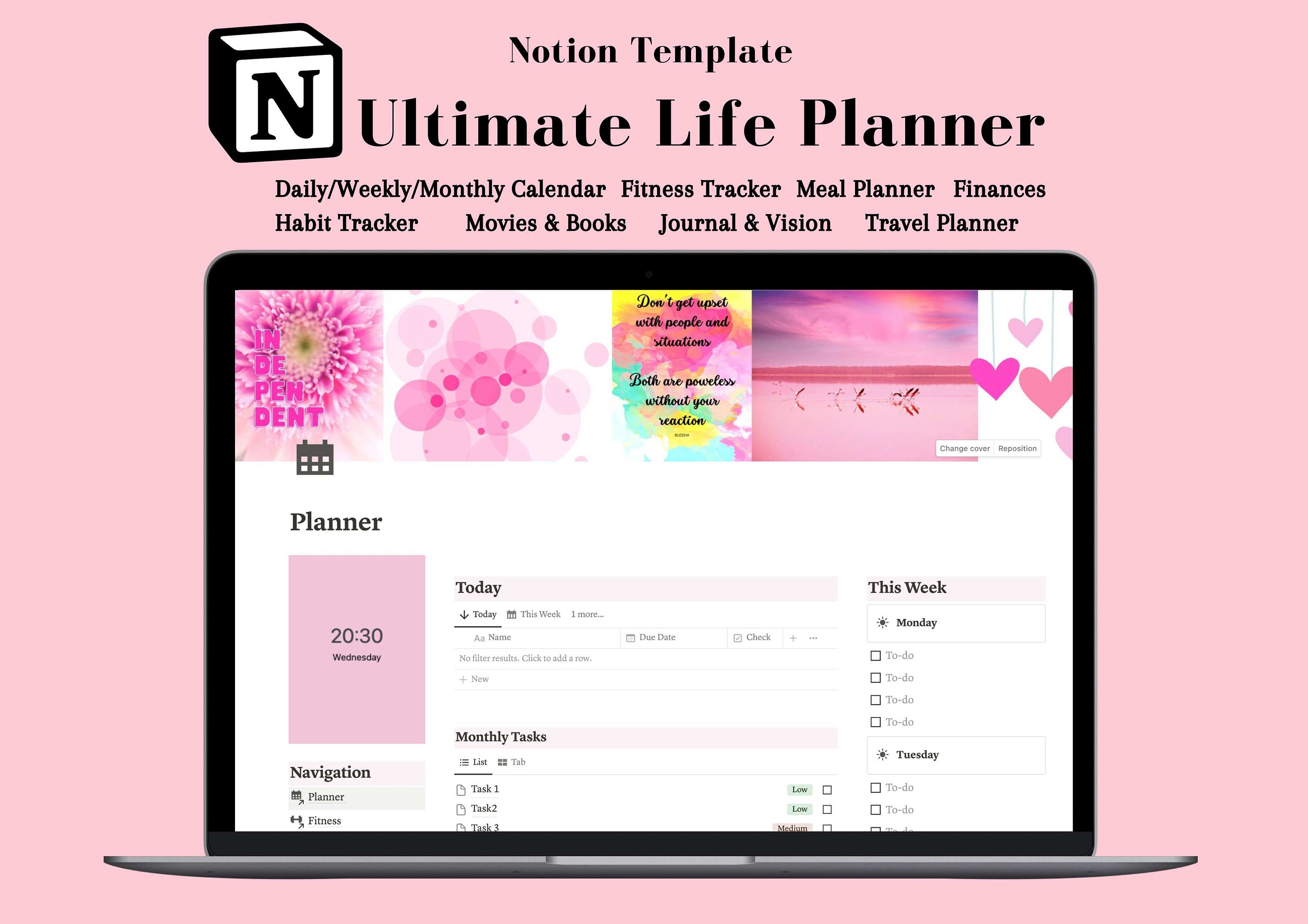 Notion Template, Notion Dashboard, Notion Calendar, Personal Planner, Notion Planner, All in One ...