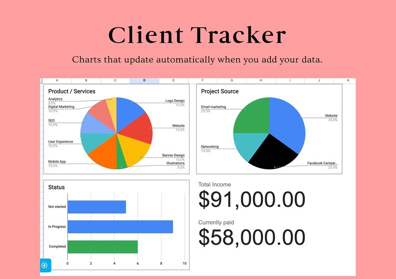 Client Tracker Spreadsheet, Google Sheets Client,order Tracker,small ...