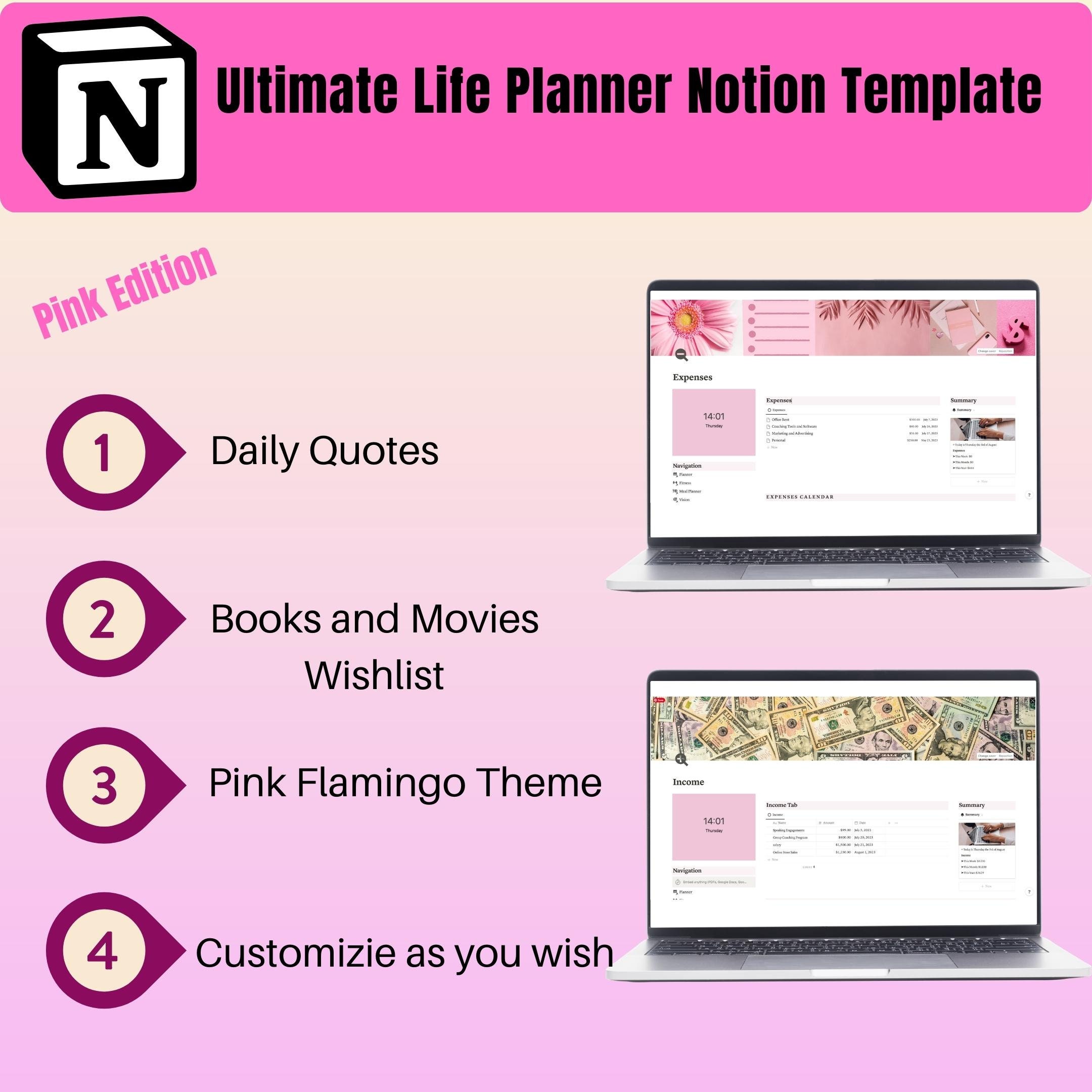 Notion Template, Notion Dashboard, Notion Calendar, Personal Planner, Notion Planner, All in One ...