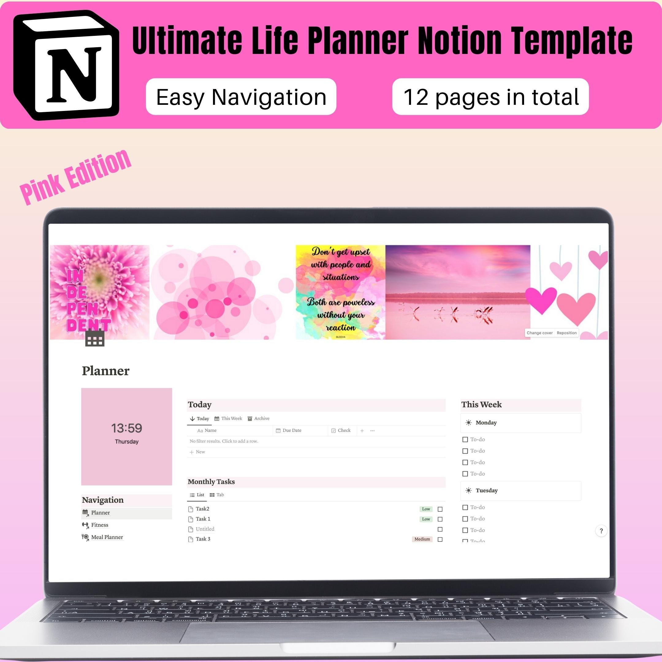 Notion Template, Notion Dashboard, Notion Calendar, Personal Planner, Notion Planner, All in One ...