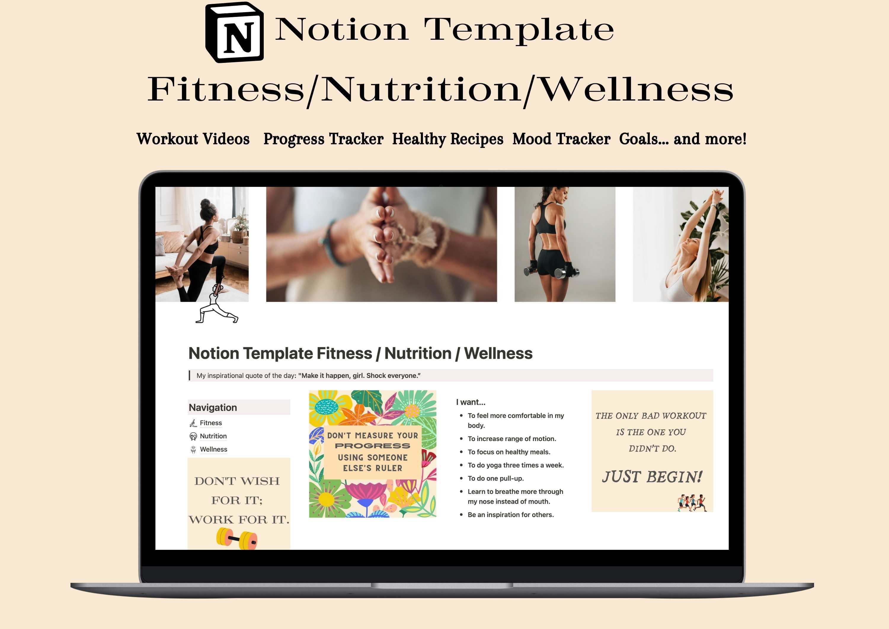 Notion Template Fitness, Fitness Plan, Notion Dashboard, Fitness ...