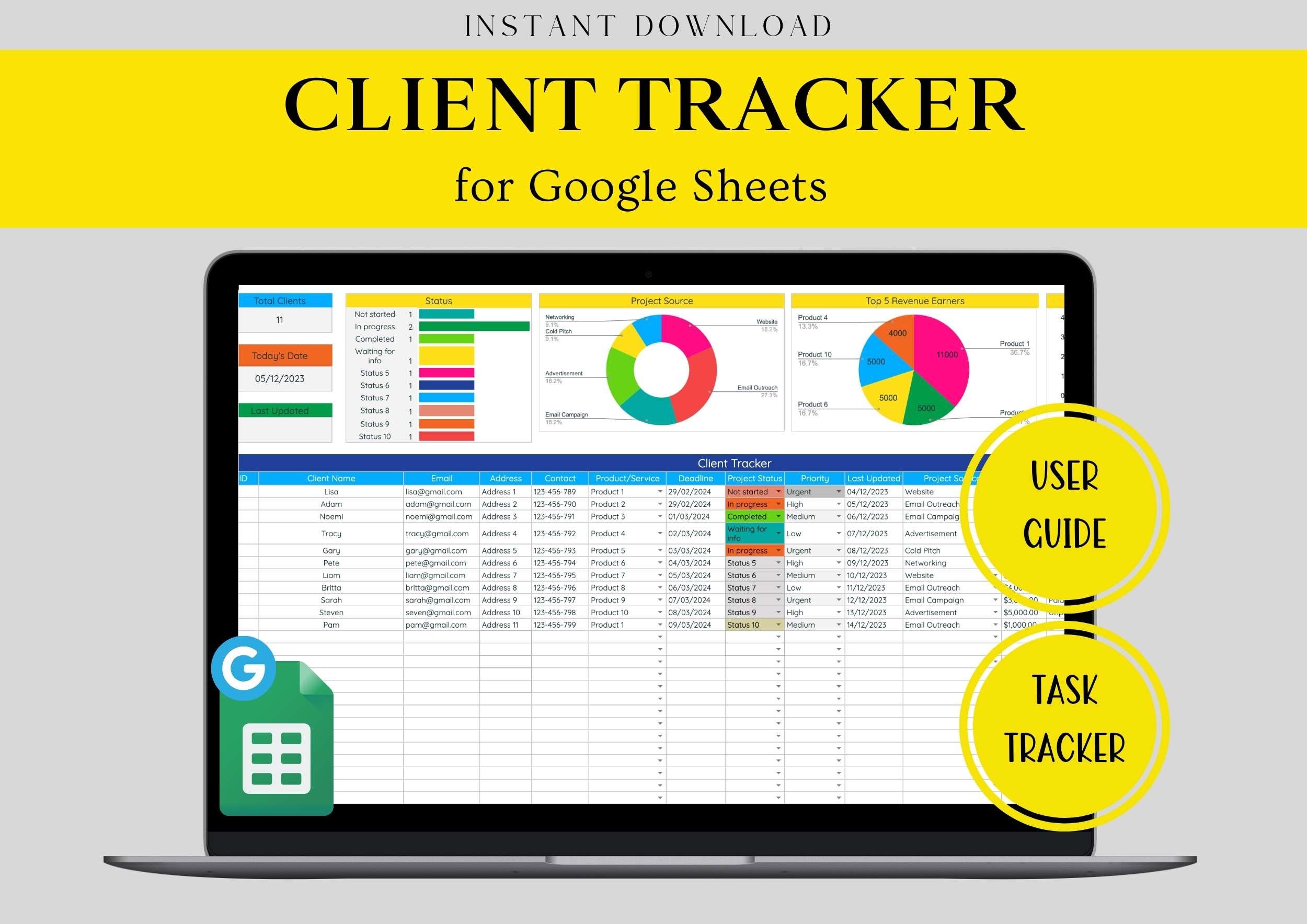 Client Tracker Spreadsheet, Google Sheets Client,order Tracker,small ...