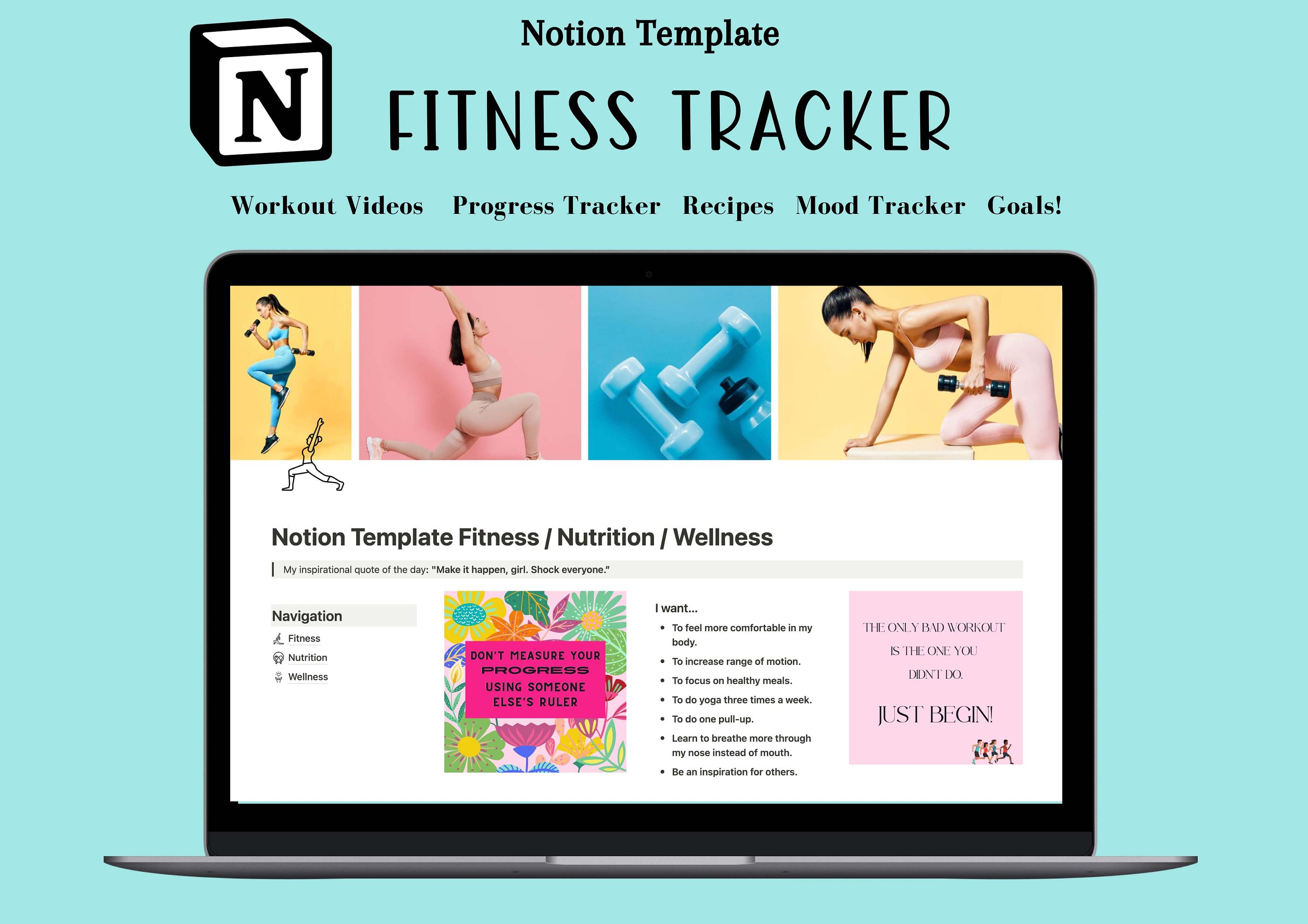 Notion Template, Fitness Tracker, Fitness Planner, Digital Fitness ...