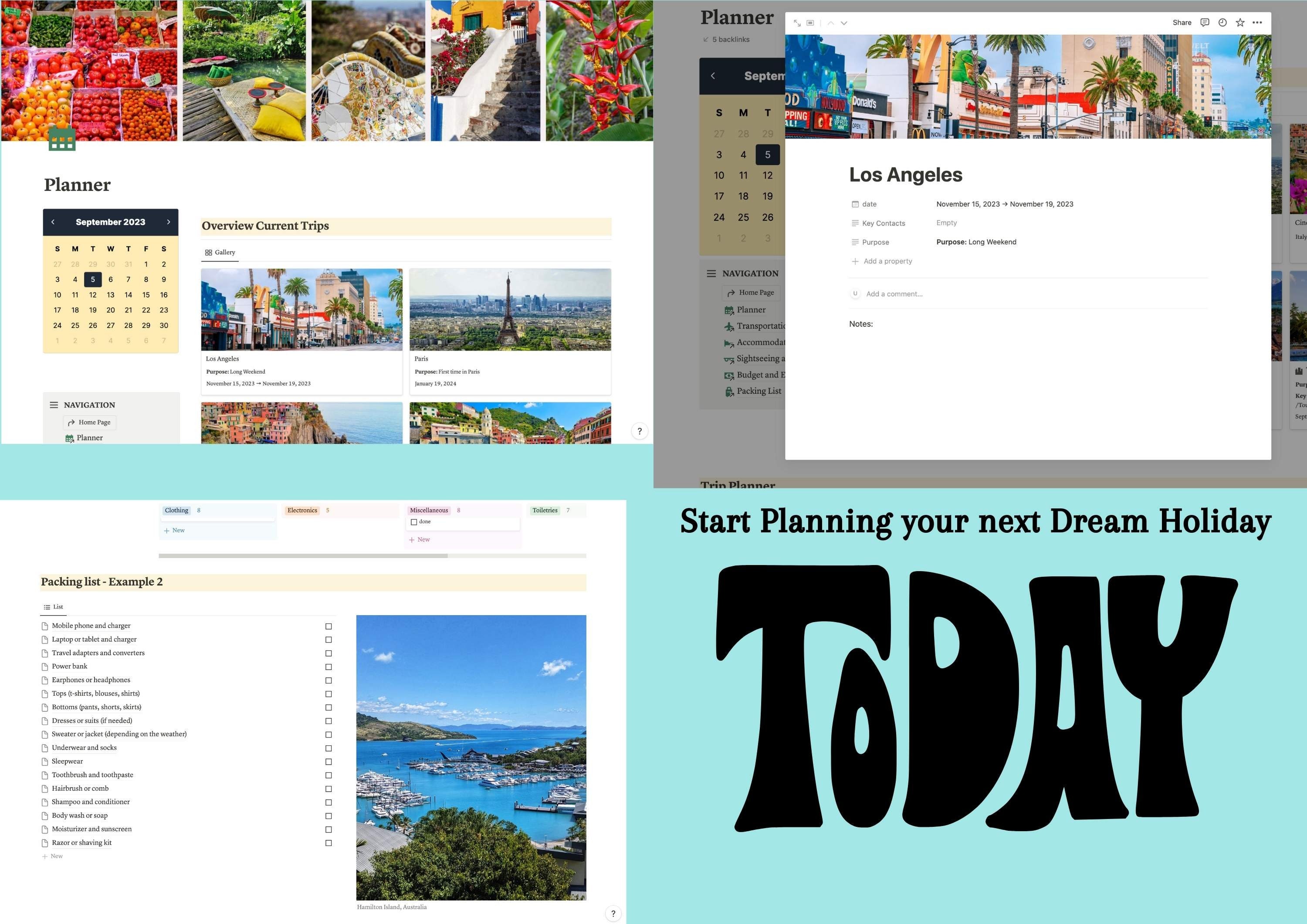 Notion Template, Travel Planner, Travel Itinerary,packing List,trip ...