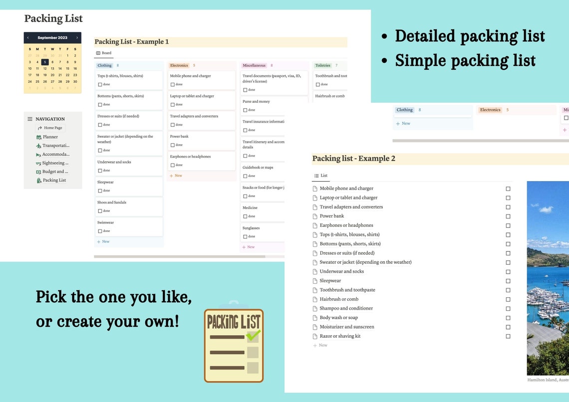 Notion Template, Travel Planner, Travel Itinerary,packing List,trip ...