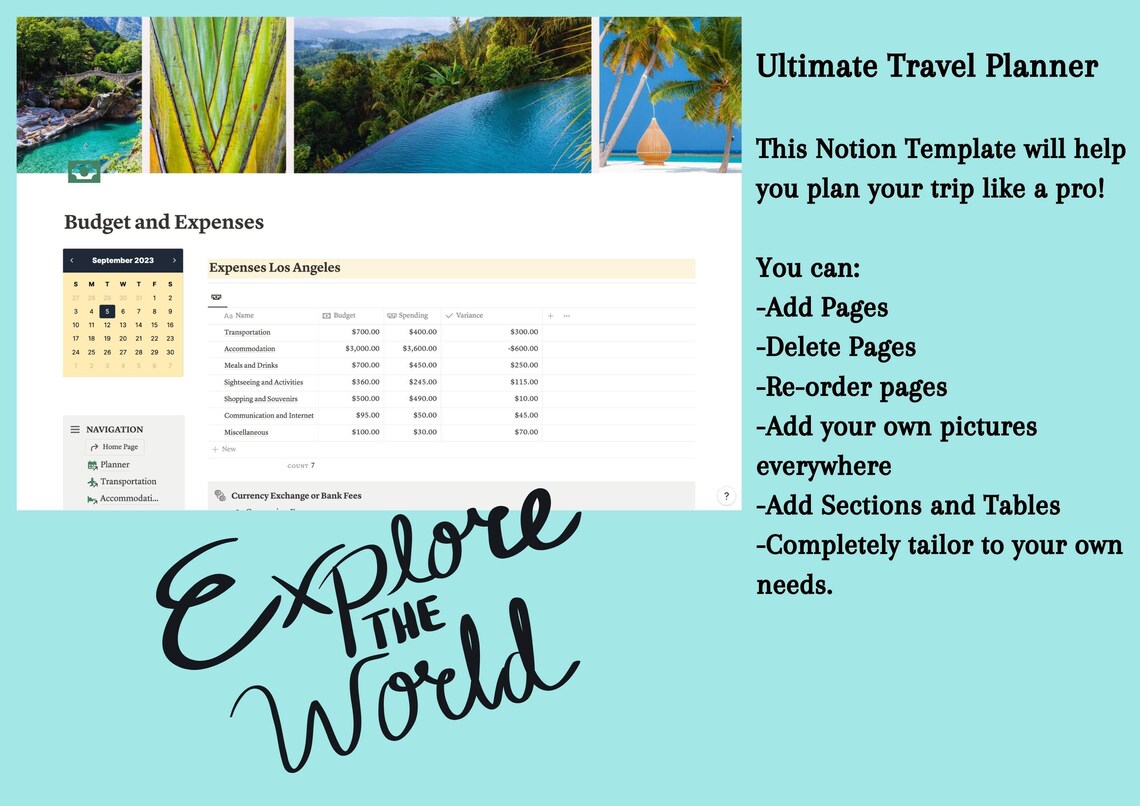 Notion Template, Travel Planner, Travel Itinerary,packing List,trip ...