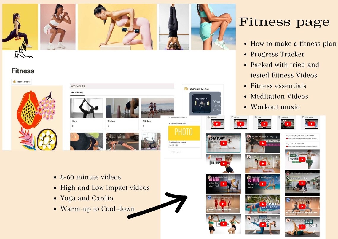 Notion Template Fitness, Fitness Plan, Notion Dashboard, Fitness ...