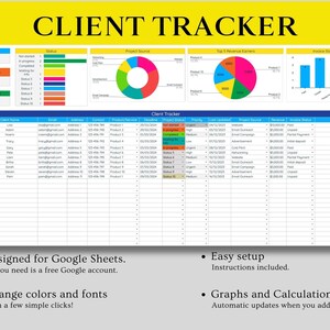 Client Tracker Spreadsheet, Google Sheets Client,order Tracker,small ...