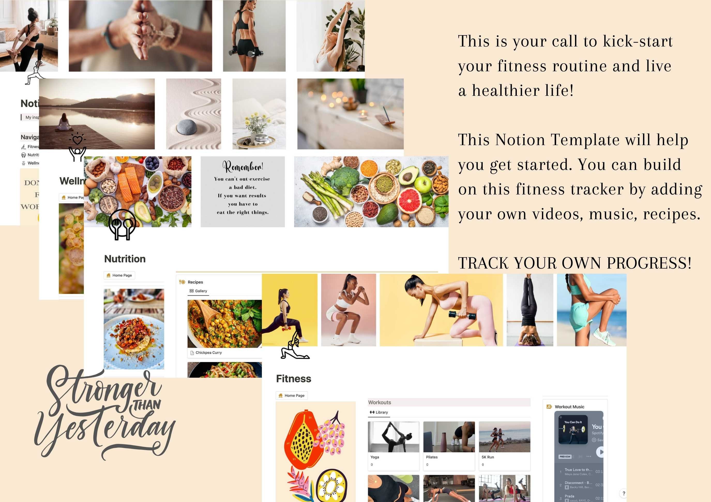 Notion Template Fitness, Fitness Plan, Notion Dashboard, Fitness ...