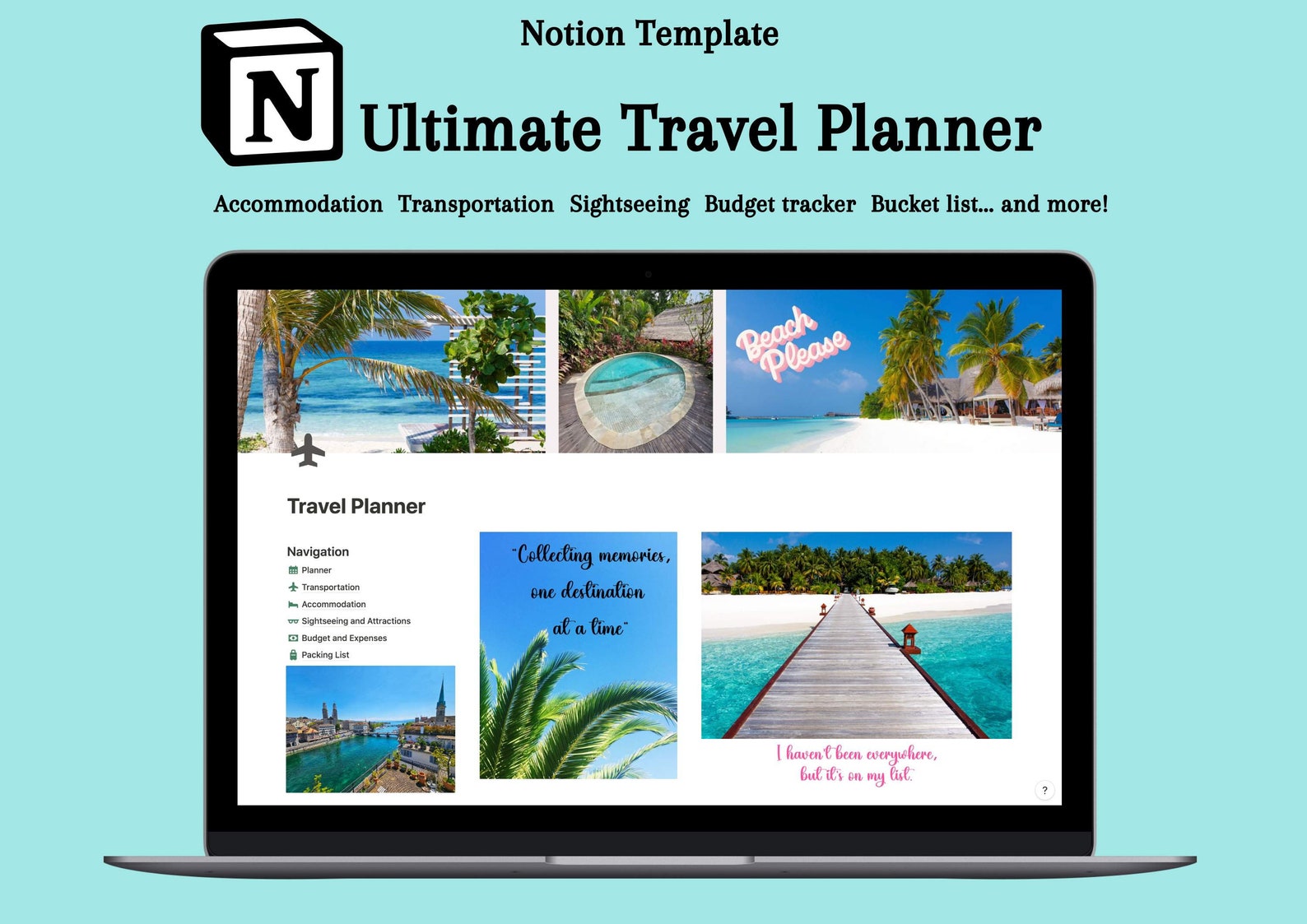 Notion Template, Travel Planner, Travel Itinerary,packing List,trip ...