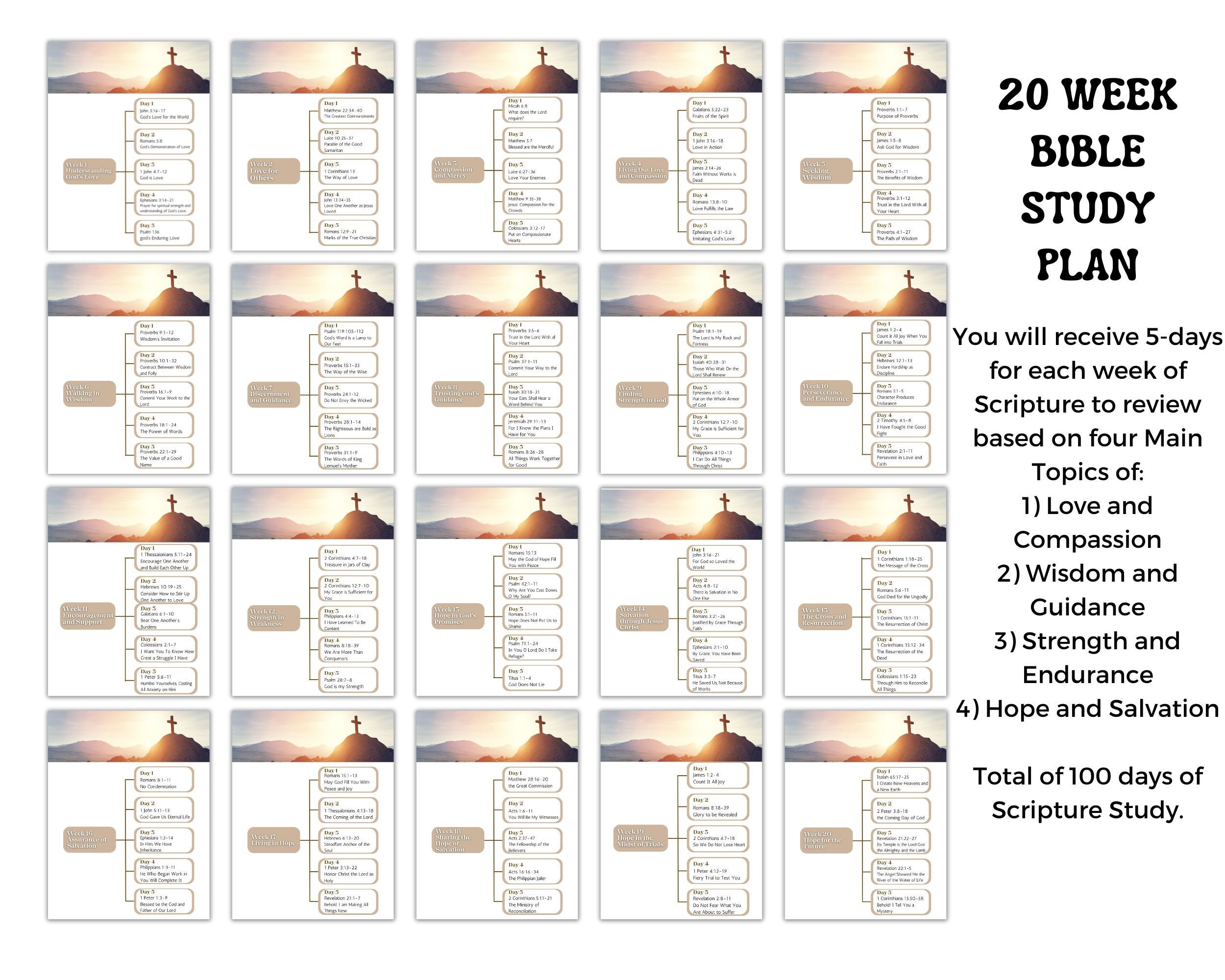 Printable Bible Study Bundle, Bible Reading Plan, Digital Bible Study ...